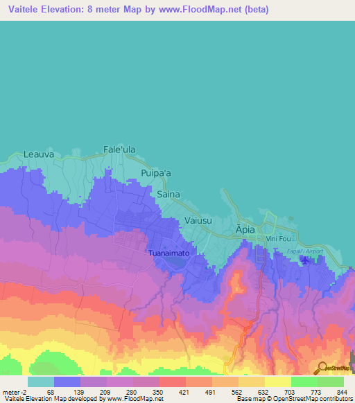 Elevation of Vaitele,Samoa Elevation Map, Topography, Contour