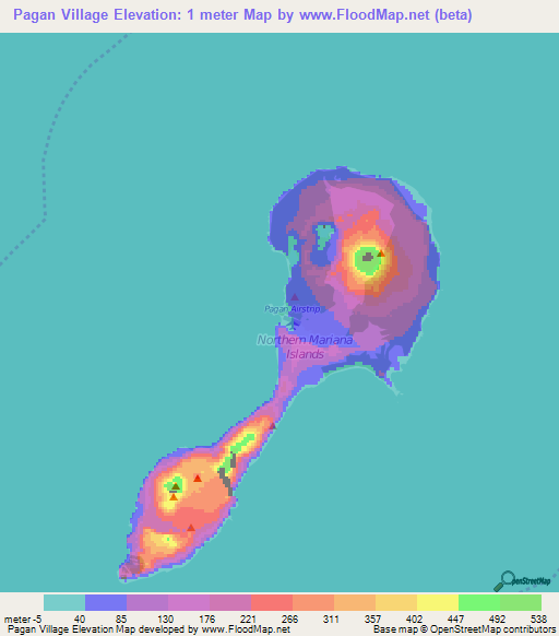 Elevation of Pagan Village,Northern Mariana Islands Elevation Map ...