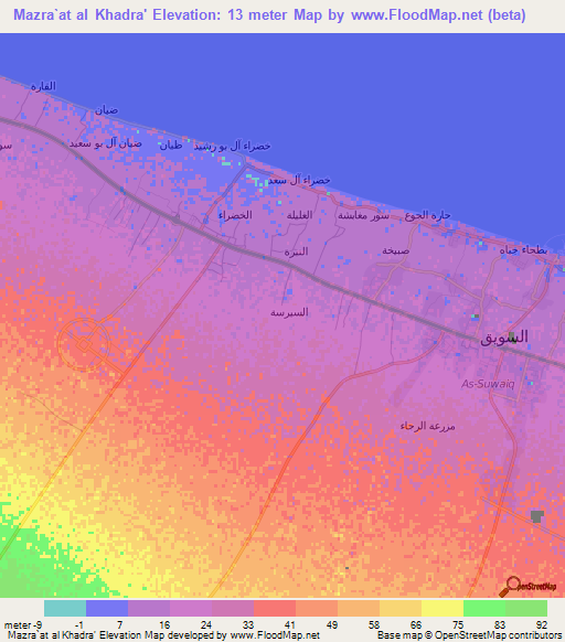 Elevation of Mazra`at al Khadra',Oman Elevation Map, Topography, Contour