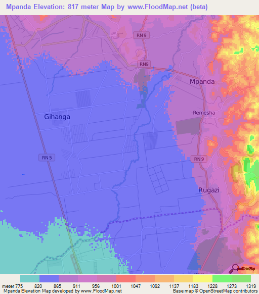Elevation of Mpanda,Burundi Elevation Map, Topography, Contour