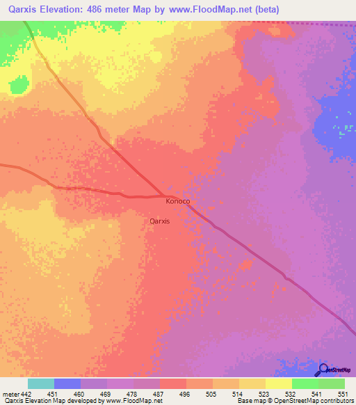 Elevation of Qarxis,Somalia Elevation Map, Topography, Contour