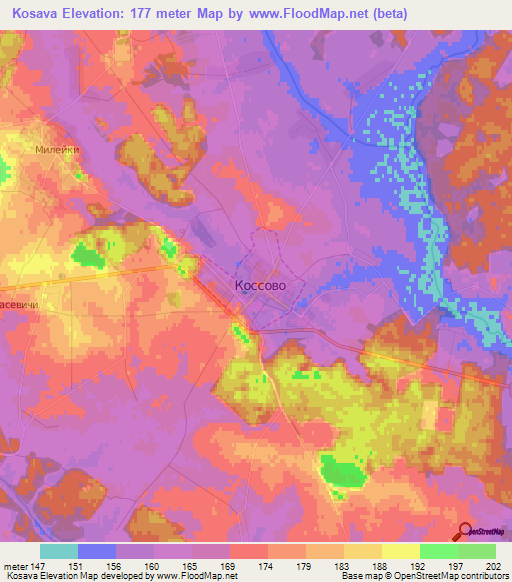 Elevation of Kosava,Belarus Elevation Map, Topography, Contour