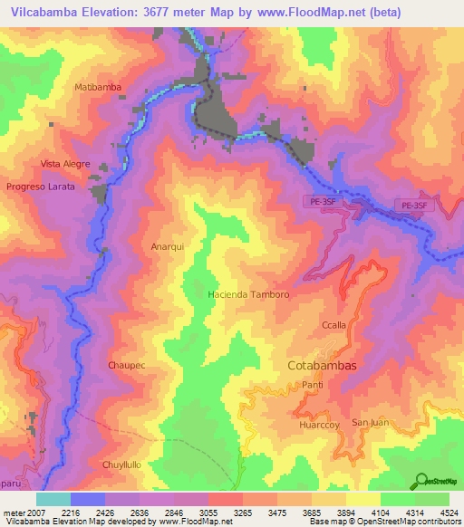 Elevation of Vilcabamba,Peru Elevation Map, Topography, Contour
