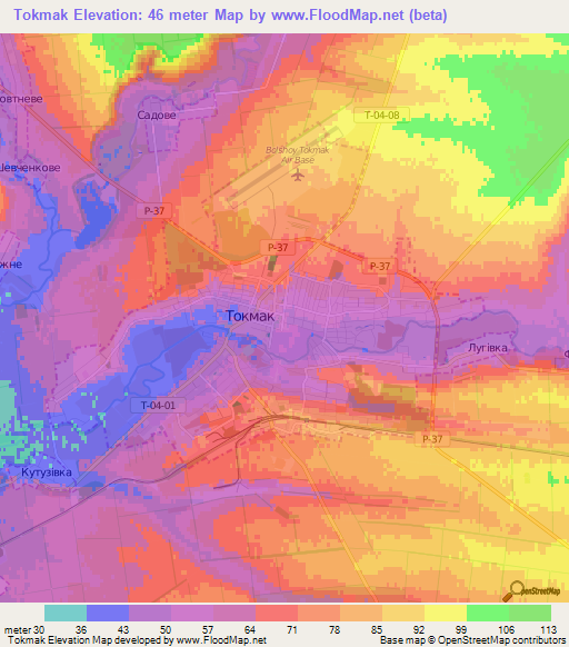 Elevation of Tokmak,Ukraine Elevation Map, Topography, Contour