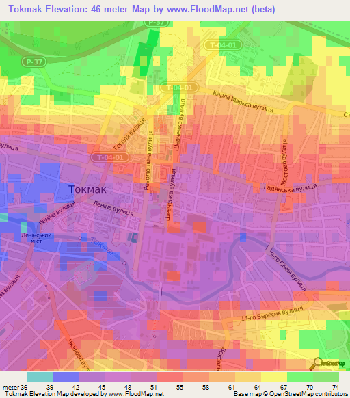 Elevation of Tokmak,Ukraine Elevation Map, Topography, Contour