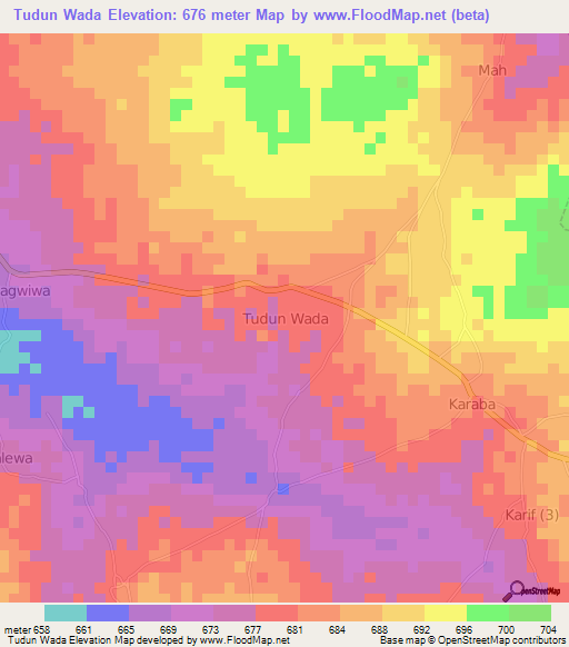 Elevation of Tudun Wada,Nigeria Elevation Map, Topography, Contour