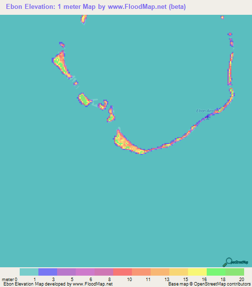Elevation of Ebon,Marshall Islands Elevation Map, Topography, Contour