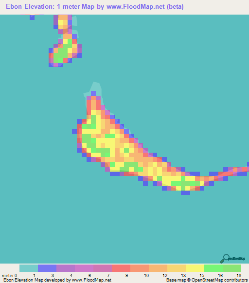 Elevation of Ebon,Marshall Islands Elevation Map, Topography, Contour
