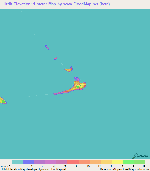 Elevation of Utrik,Marshall Islands Elevation Map, Topography, Contour