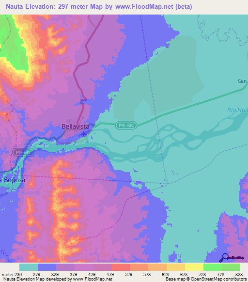 Elevation of Nauta,Peru Elevation Map, Topography, Contour