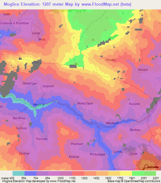 Elevation of Moglice,Albania Elevation Map, Topography, Contour