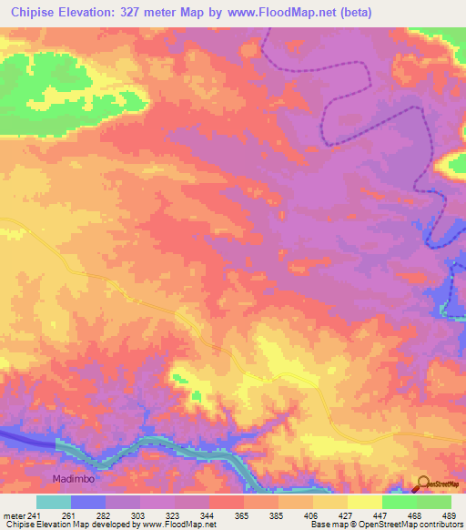 Elevation of Chipise,Zimbabwe Elevation Map, Topography, Contour