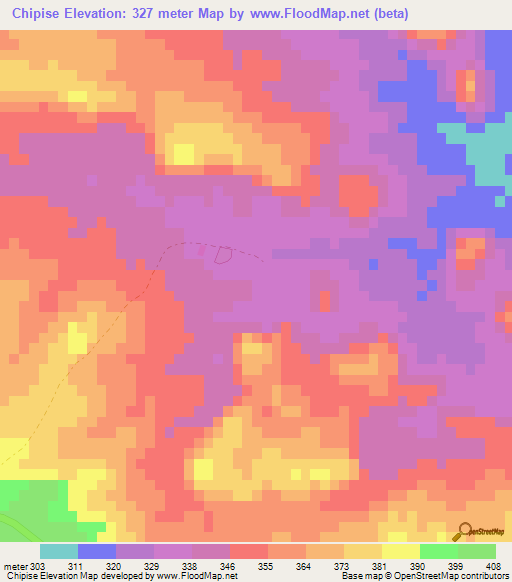 Elevation of Chipise,Zimbabwe Elevation Map, Topography, Contour